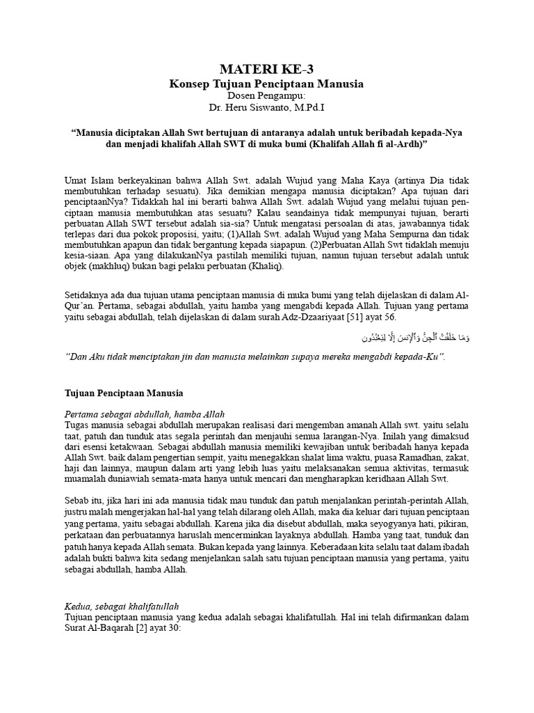 DR. HERU_Konsep Tujuan Penciptaan Manusia | PDF
