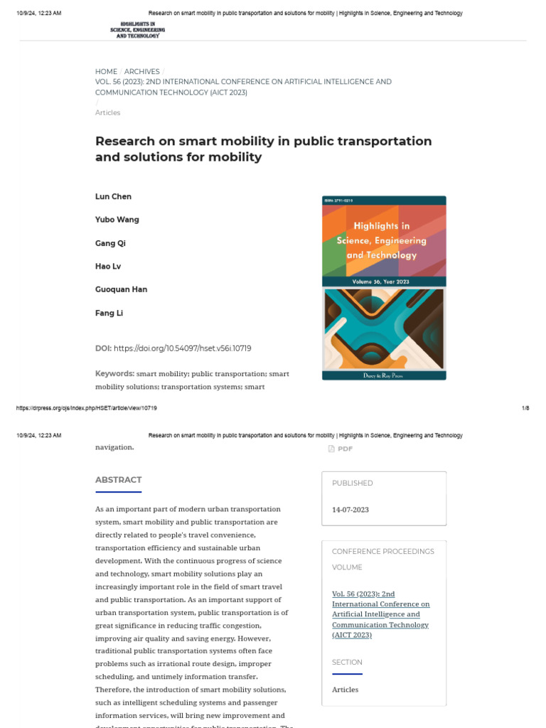Smart Mobility Solutions in Cities | PDF | Transport | Public Transport