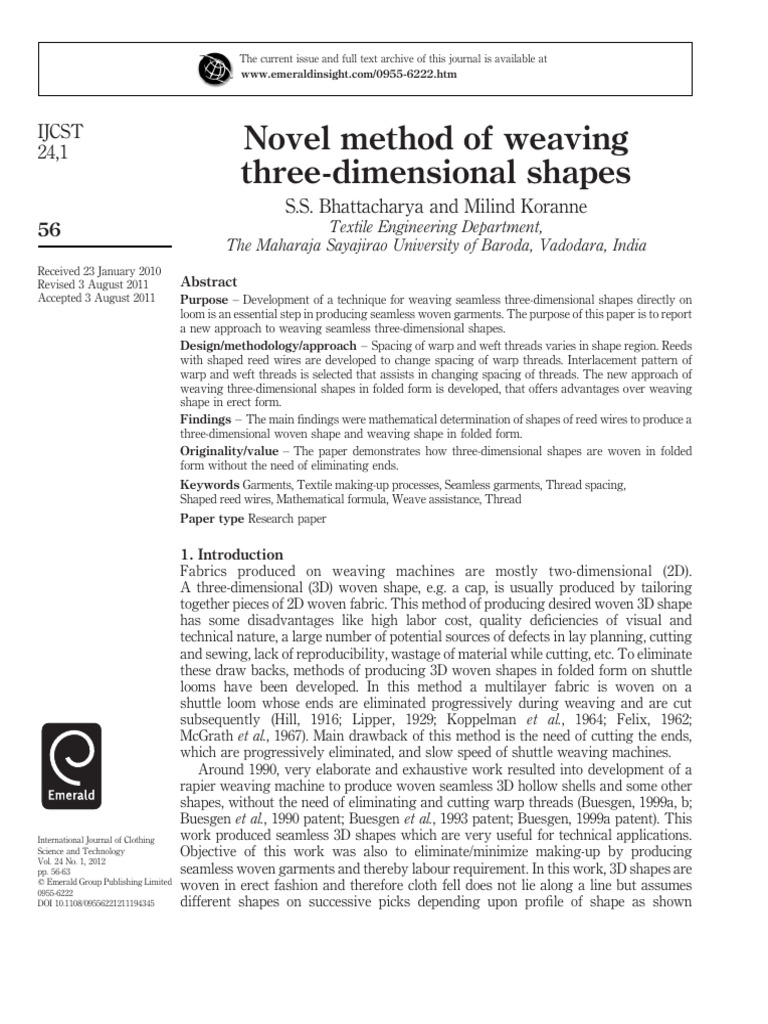 Novel Method of Weaving Three | PDF | Weaving | Loom