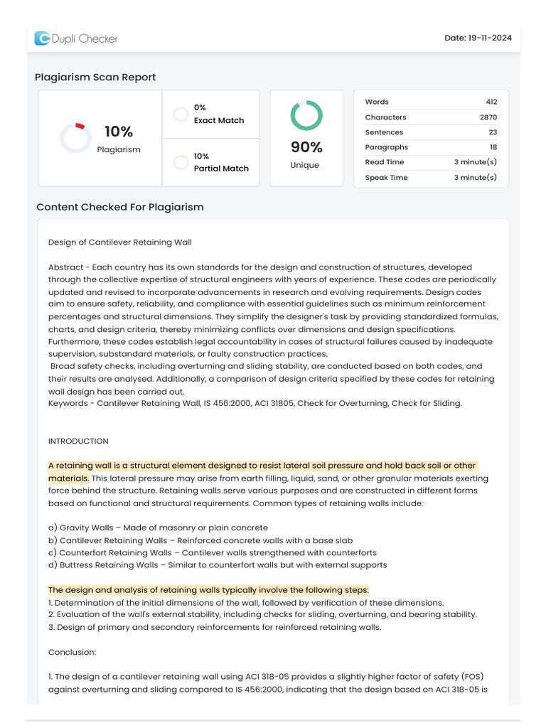 Duplichecker Plagiarism Report | PDF | Civil Engineering