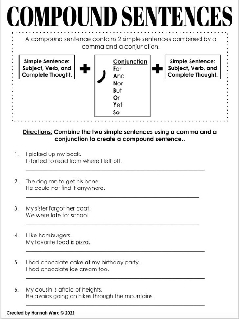 Compound Sentences Activity | PDF