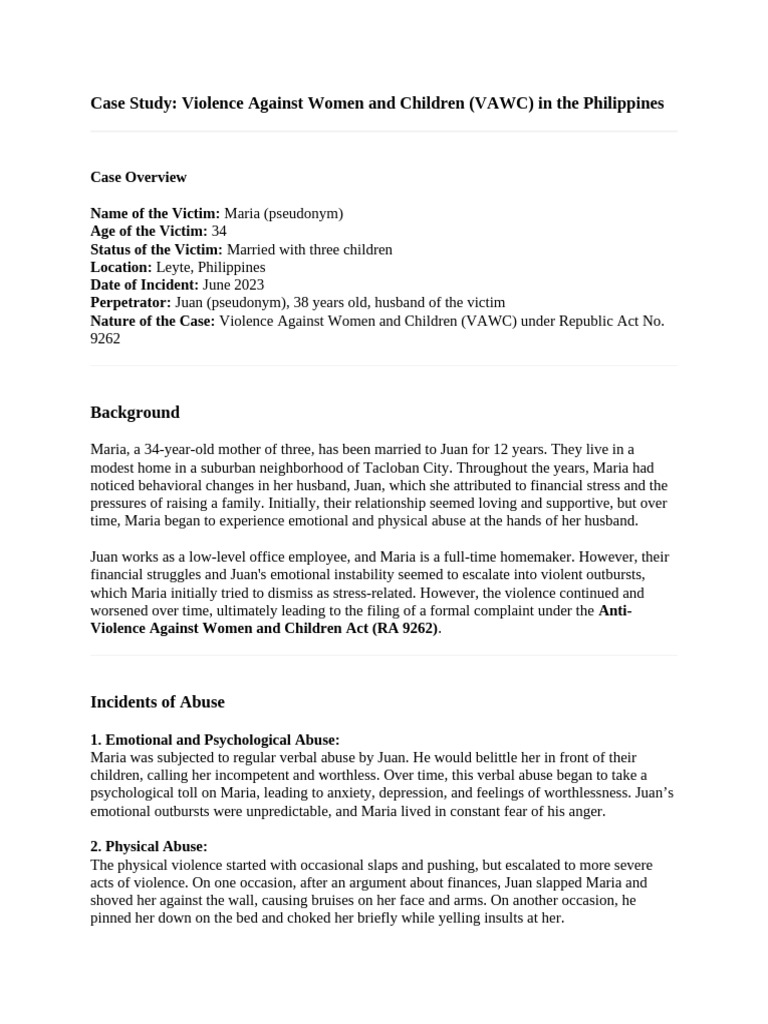 Case Study VAWC Philippines | PDF | Domestic Violence | Violence