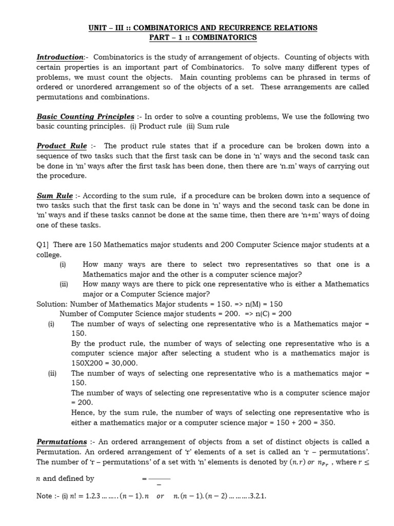 UNIT - 3 DM & GT MATERIAL (1) | PDF | Combinatorics | Permutation