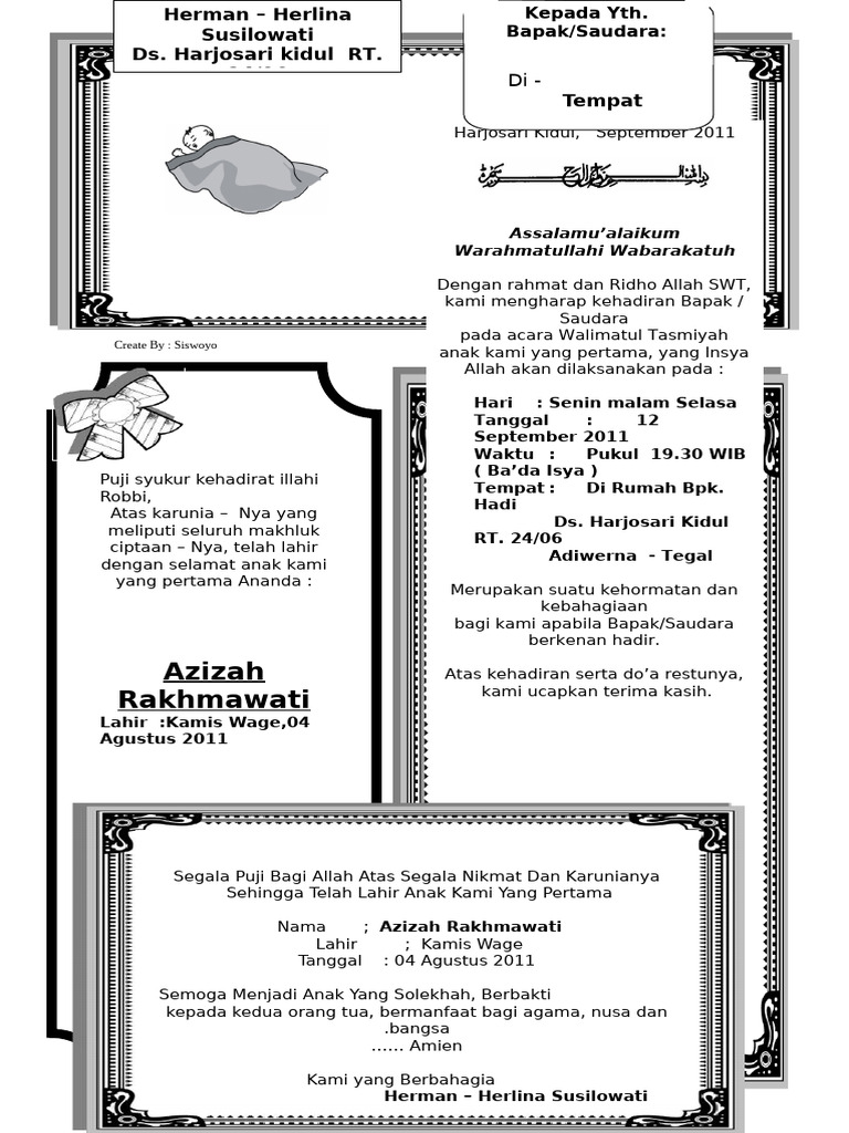 Undangan tasmiyah | PDF