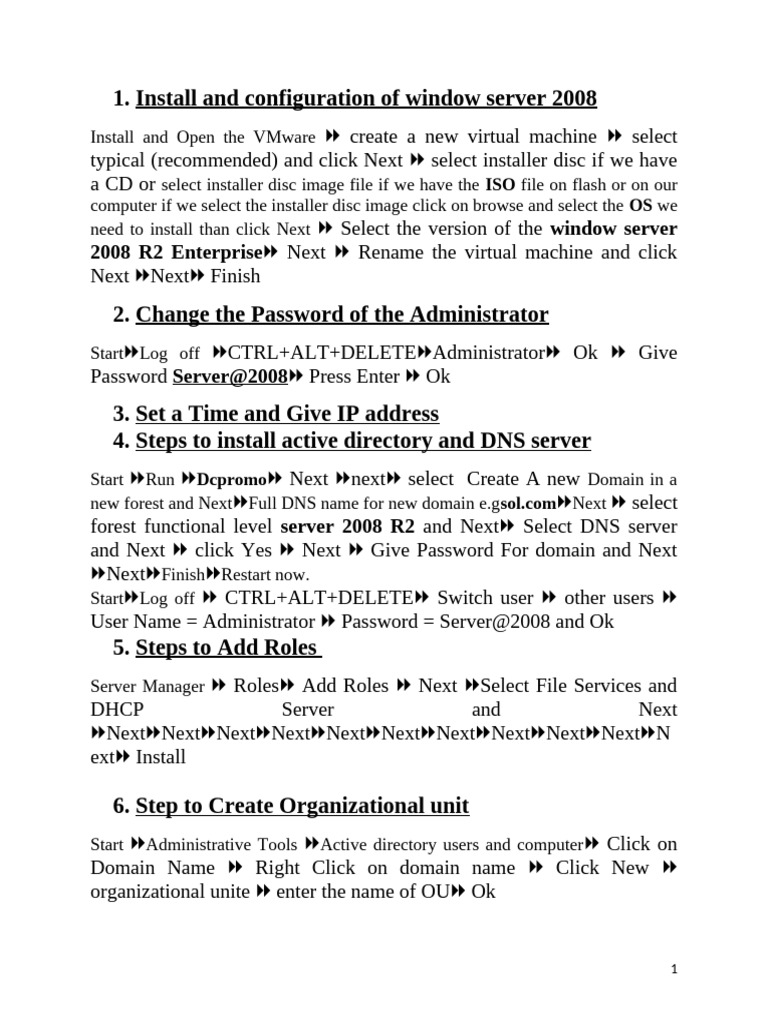 Steps to Install and Configuration of Window Server 2008 | PDF | Group ...