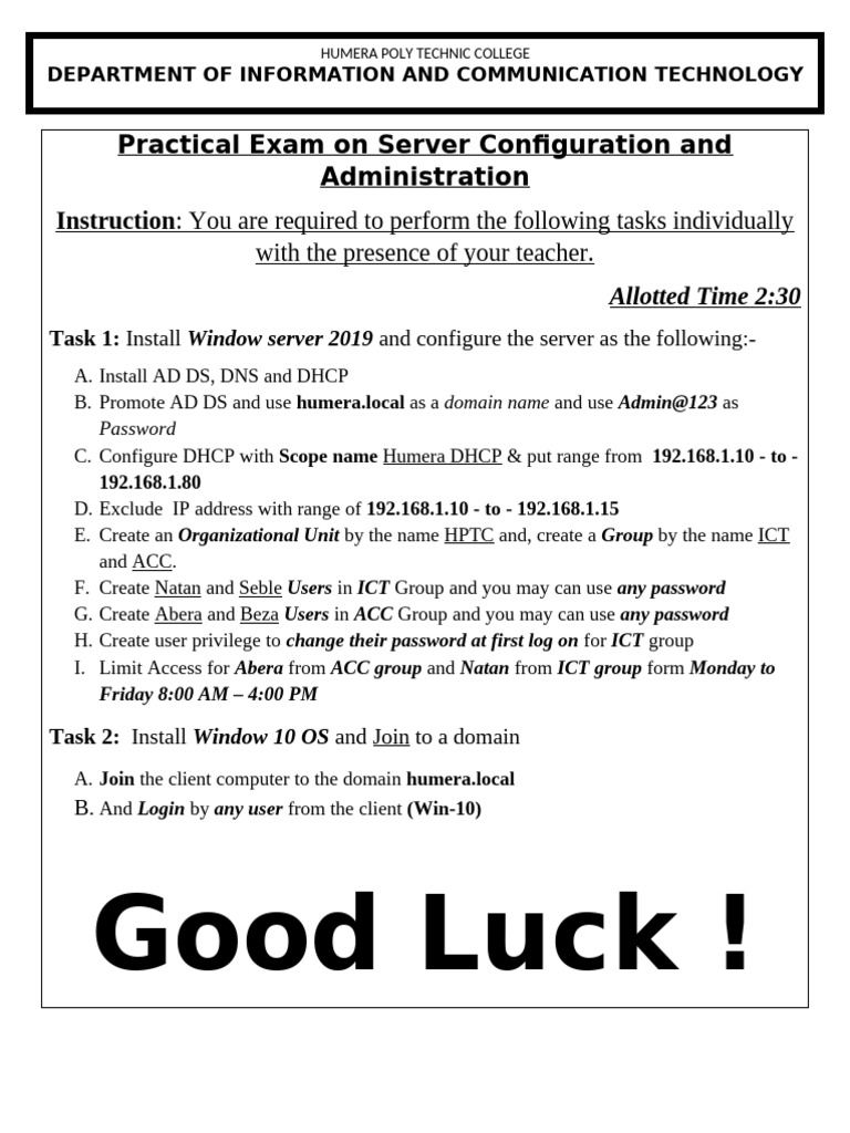 Practica Exam & Check Sheet | PDF | Domain Name System | Computing