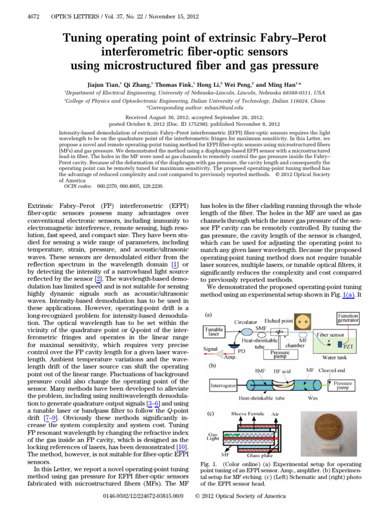 [13] OPTICA_OPTICS LETTERS - tuning operating point of extrinsic Fabry ...