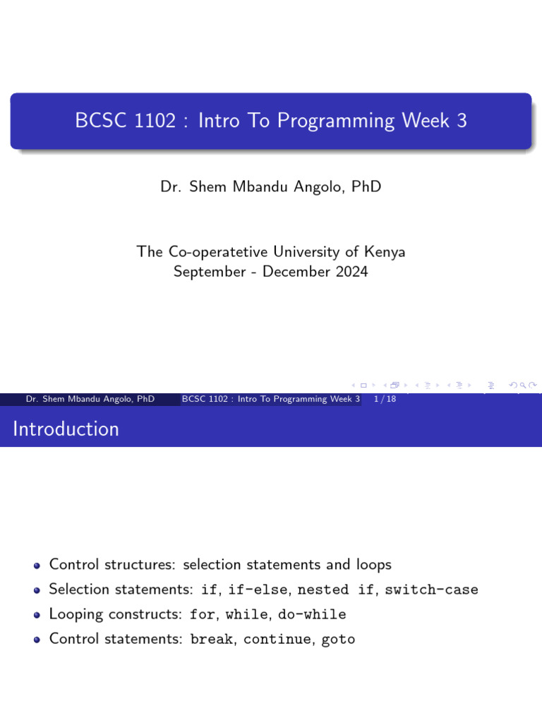 BCSC 1102 Introduction to Programming Lecture 3 PPT | PDF | Control ... BCSC 1102 Introduction to Programming Lecture 3 PPT | PDF | Control ...