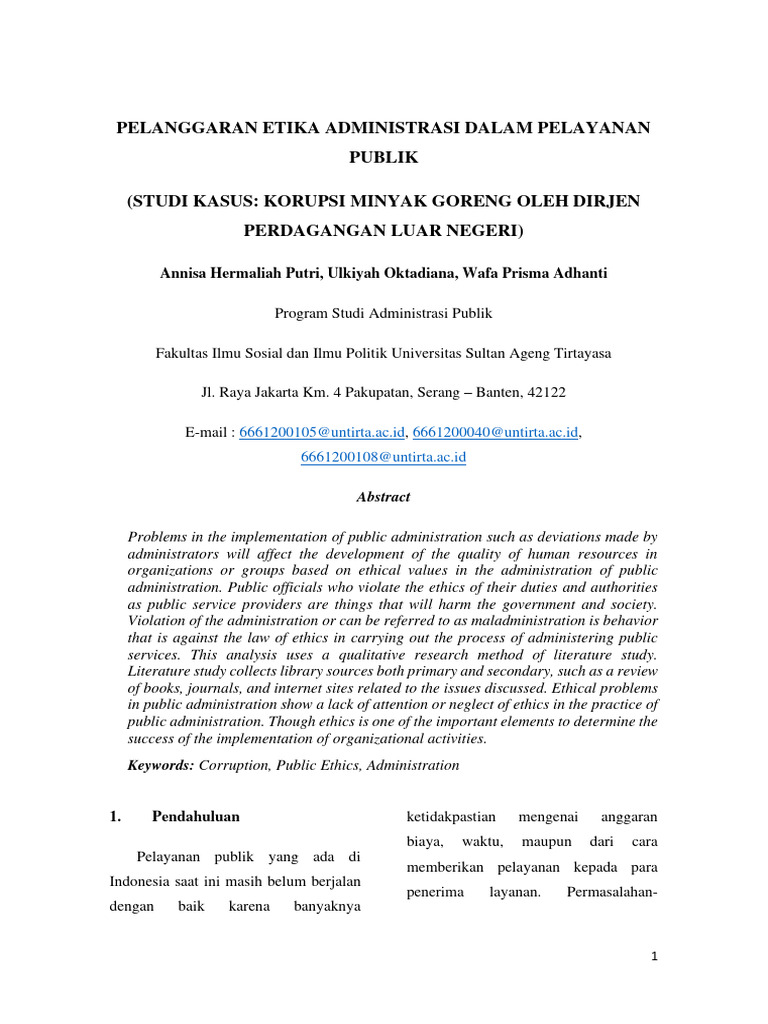 Pelanggaran Etika Administrasi Dalam Pel | PDF