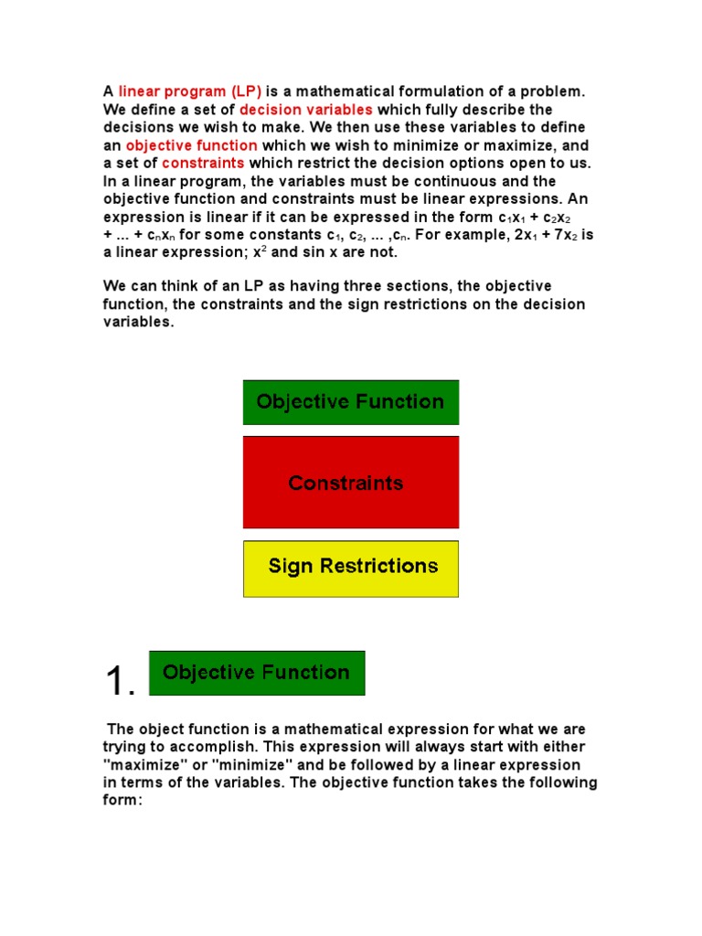 A Linear Program | PDF | Mathematical Optimization | Linear Programming