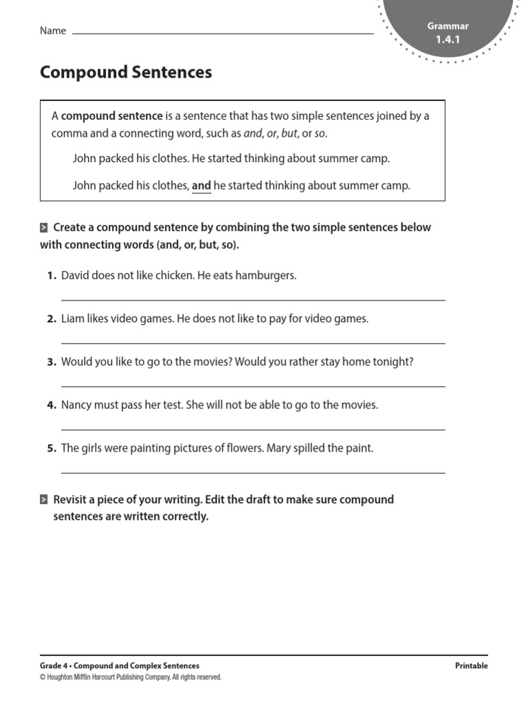 Grammar - Book - Compund Sentences Part 2 | PDF