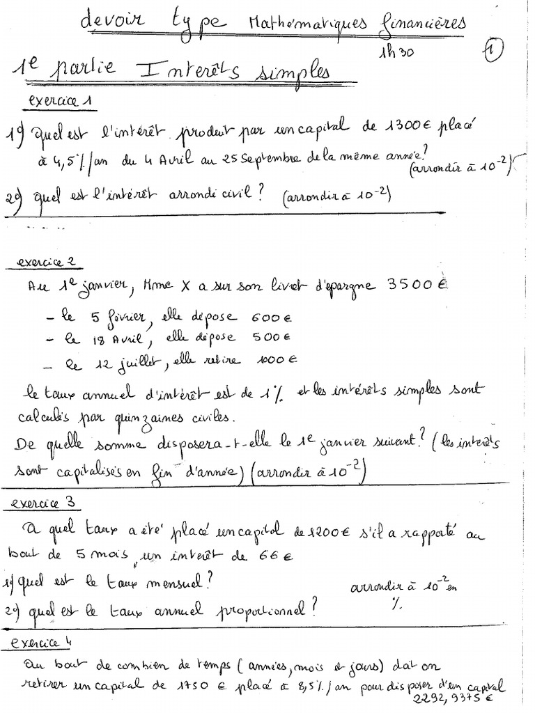 Exercice Maths and Correction | PDF