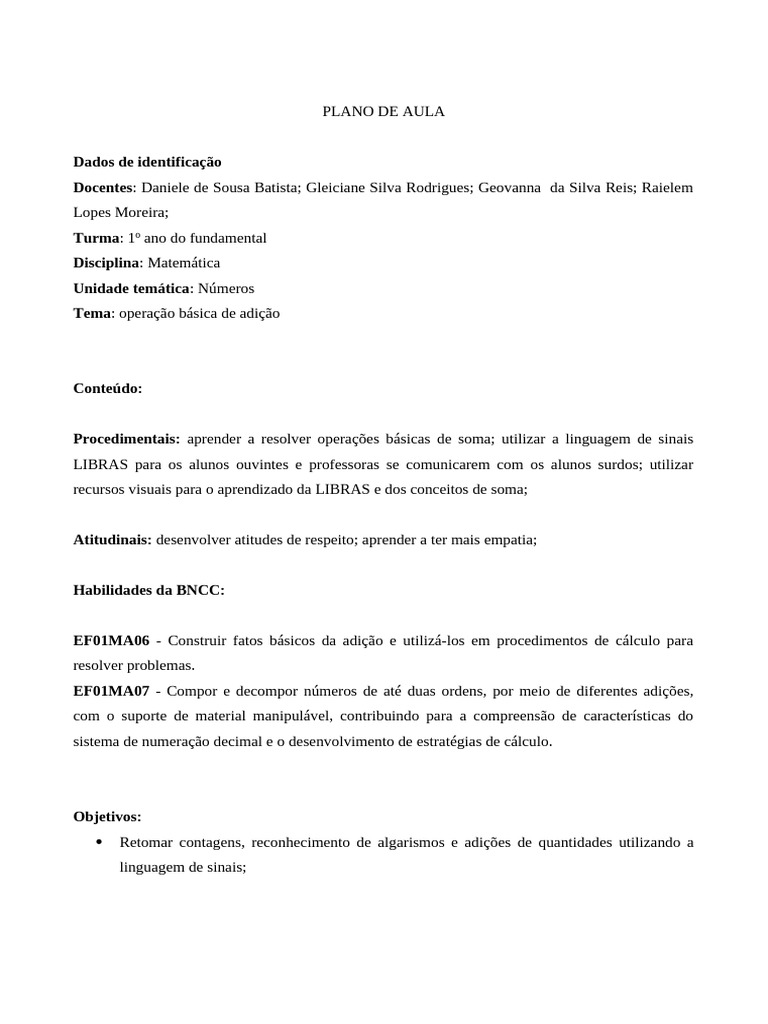 PLANO DE AULA: Libras | PDF