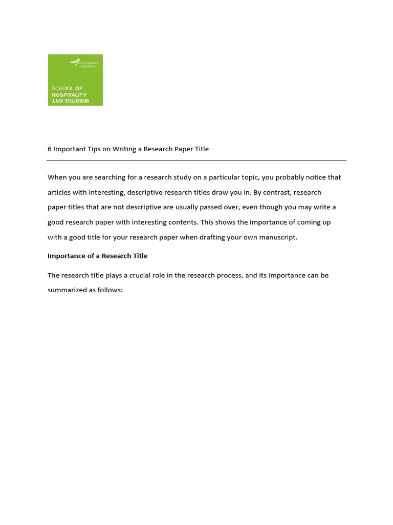 Crafting Effective Research Paper Titles | PDF | Science