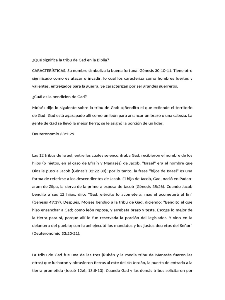 Qué significa la tribu de Gad en la Biblia | PDF | Libro de números | Jacob