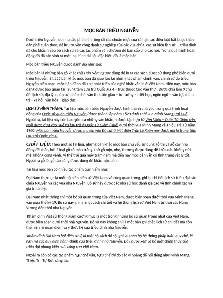 Mộc Bản Triều Nguyễn | PDF