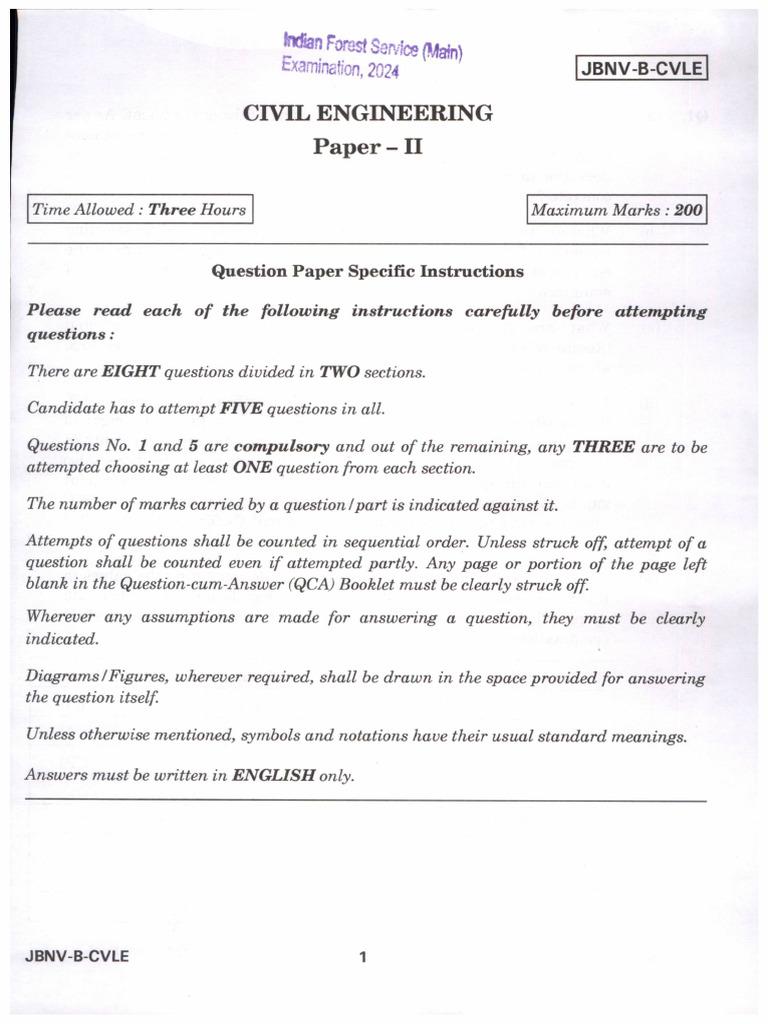 QP Ifsm 24 Civil Engineering Paper Ii 021224 | PDF
