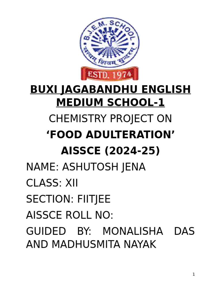 Chemistry Project 12. | PDF | Food Safety | Foods