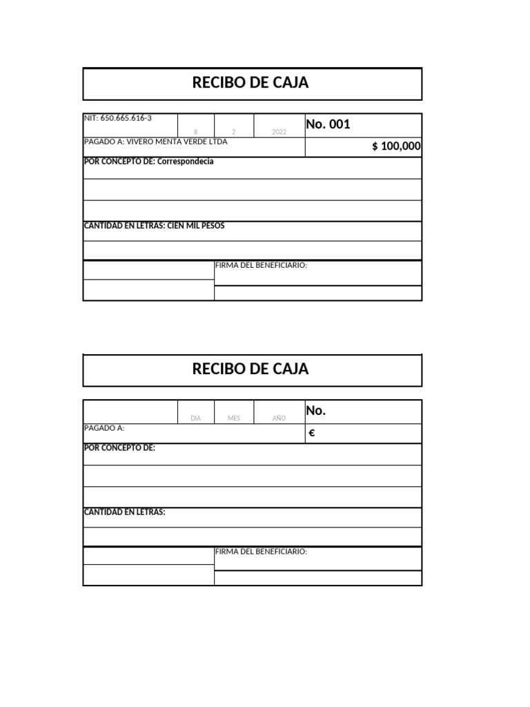 Recibo Caja Menor | PDF