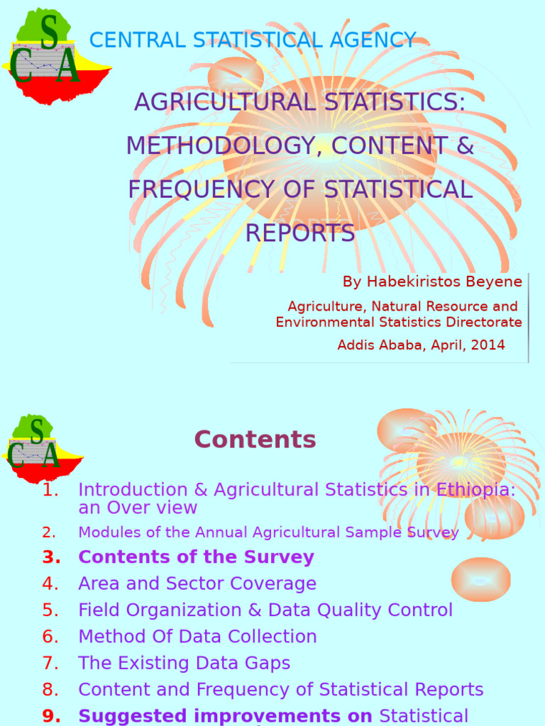 Agricultural StatisticsMethodology,content & freq of statistical ...