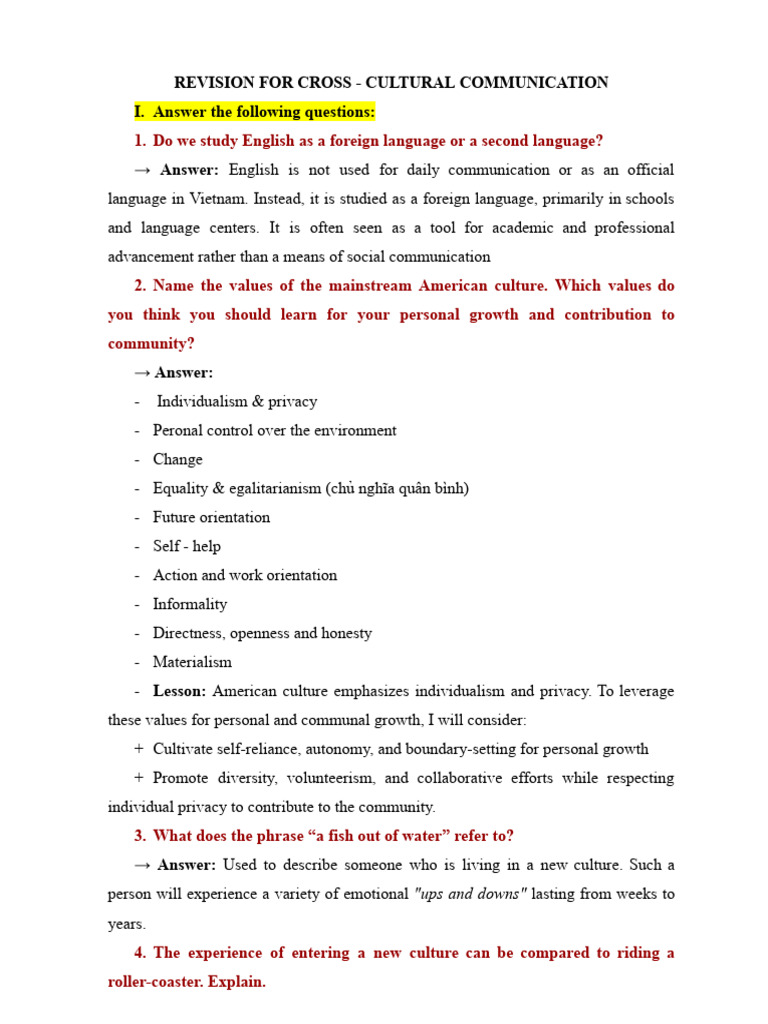Cross-Cultural Communication Guide | PDF | Nonverbal Communication ...
