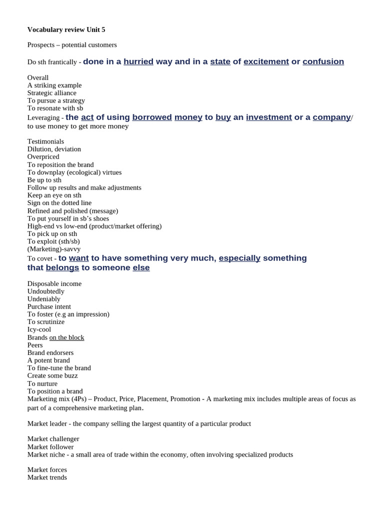 Vocabulary Review: Marketing Terms | PDF | Marketing | Advertising