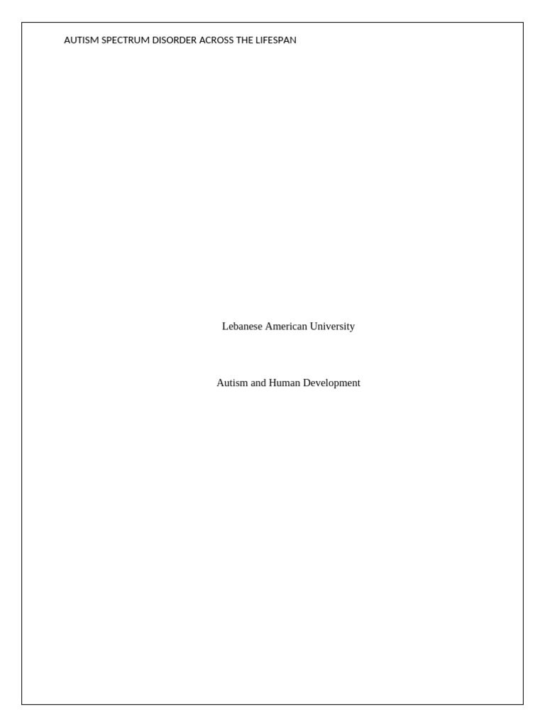 Autism Spectrum Disorder Through A Lifespan | PDF | Autism Spectrum ...