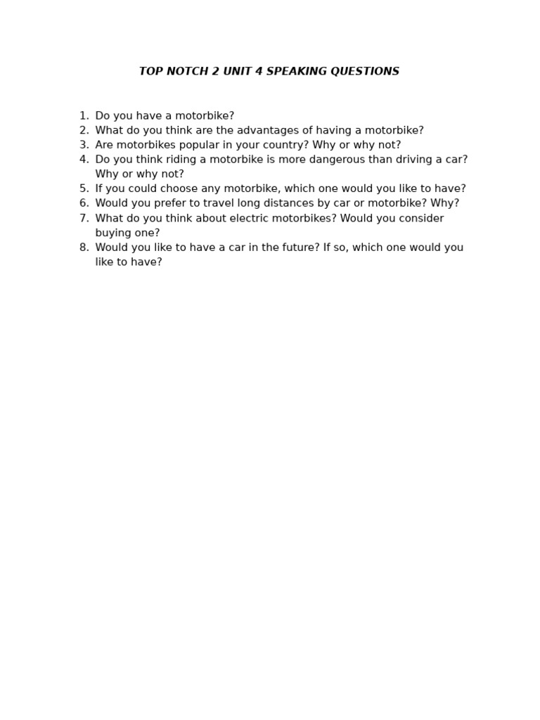 TN2 U4 Speaking | PDF