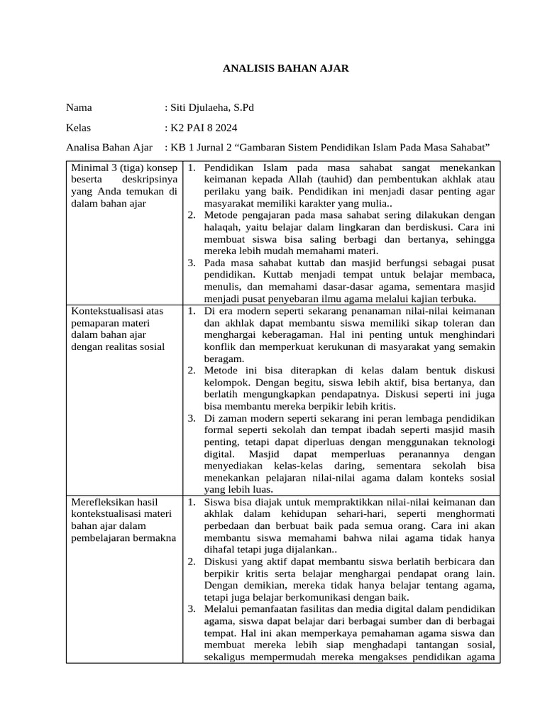Analisis Bahan Ajar Modul 7 Ski | PDF