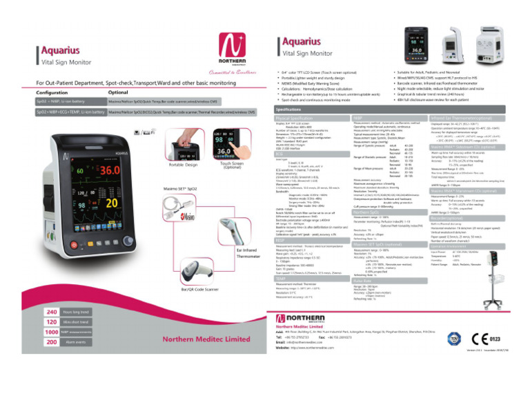 AQUARIUS NORTHERN MEDITEC Vital Signs Monitor | PDF
