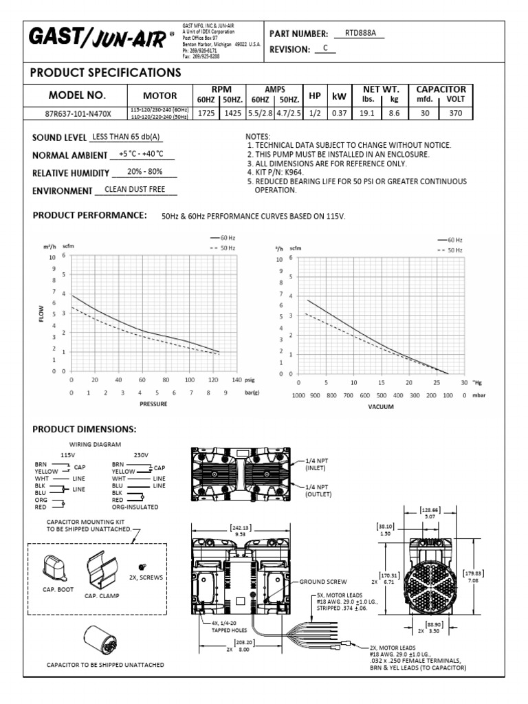 Technical Data Sheet Compressor Pump | PDF | Manufactured Goods ...