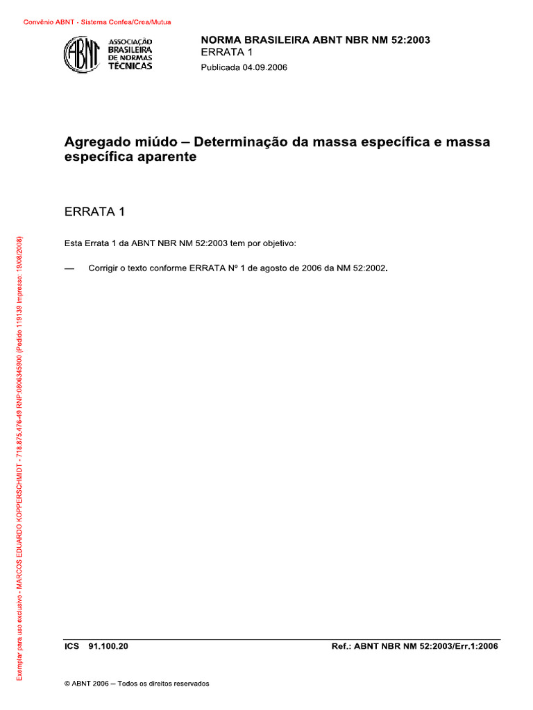 NBR NM 52 - Errata | PDF