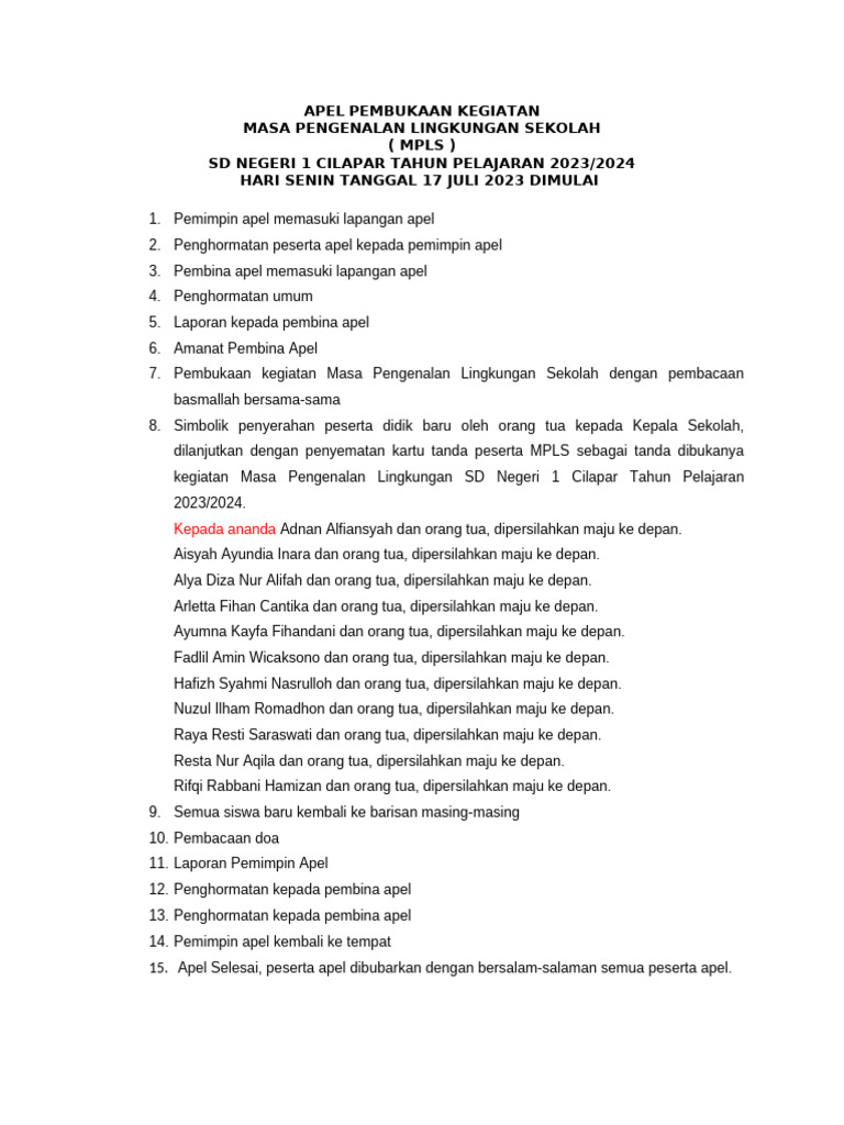 Susunan Apel Pembukaan MPLS | PDF