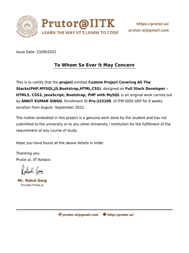 Pru 223109 Ankit Kumar Singh | PDF