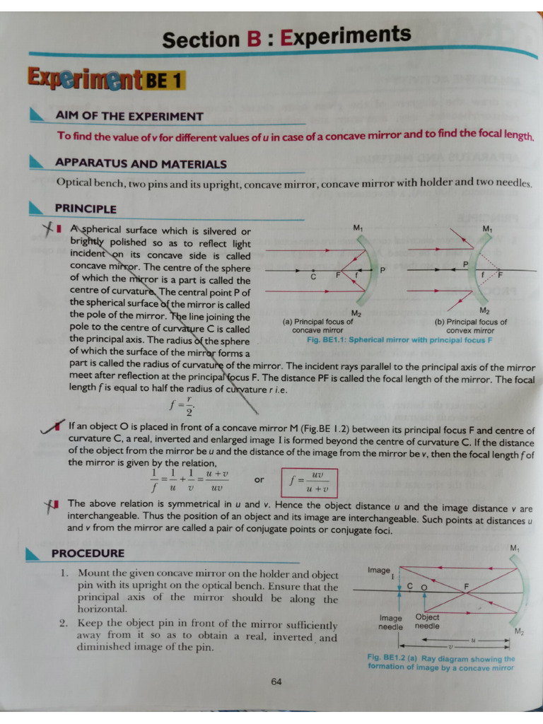 Expt. 8 (To Find The Focal Length of Concave Mirror) | PDF
