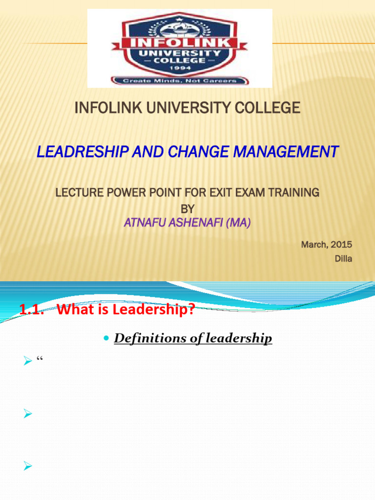 Leadership and Change Management PPT | PDF | Leadership ...