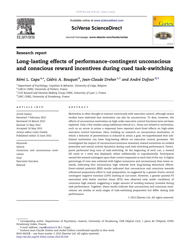 Capa Et Al. - Long-Lasting Effects of Performance-Contingent ...