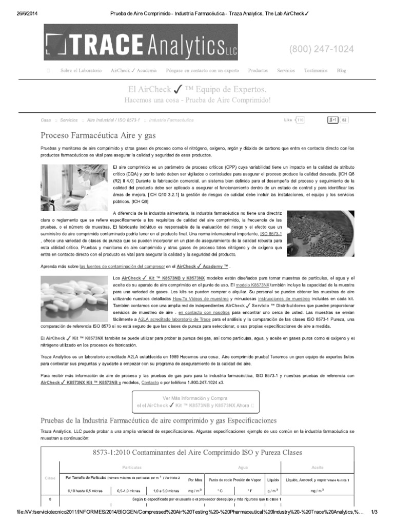 Normas Aire Comprimido ISO 8573-1 e ISPE | PDF