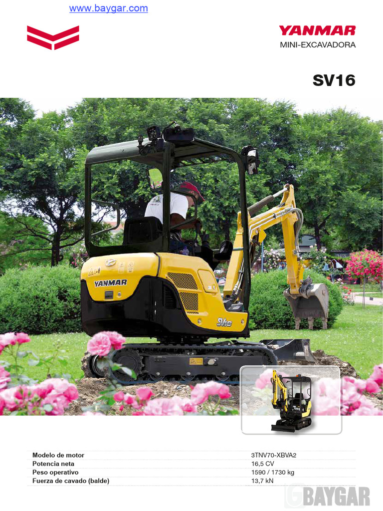 Ficha Tecnica Miniexcavadora Yanmar | PDF | Diodo emisor de luz | Acero