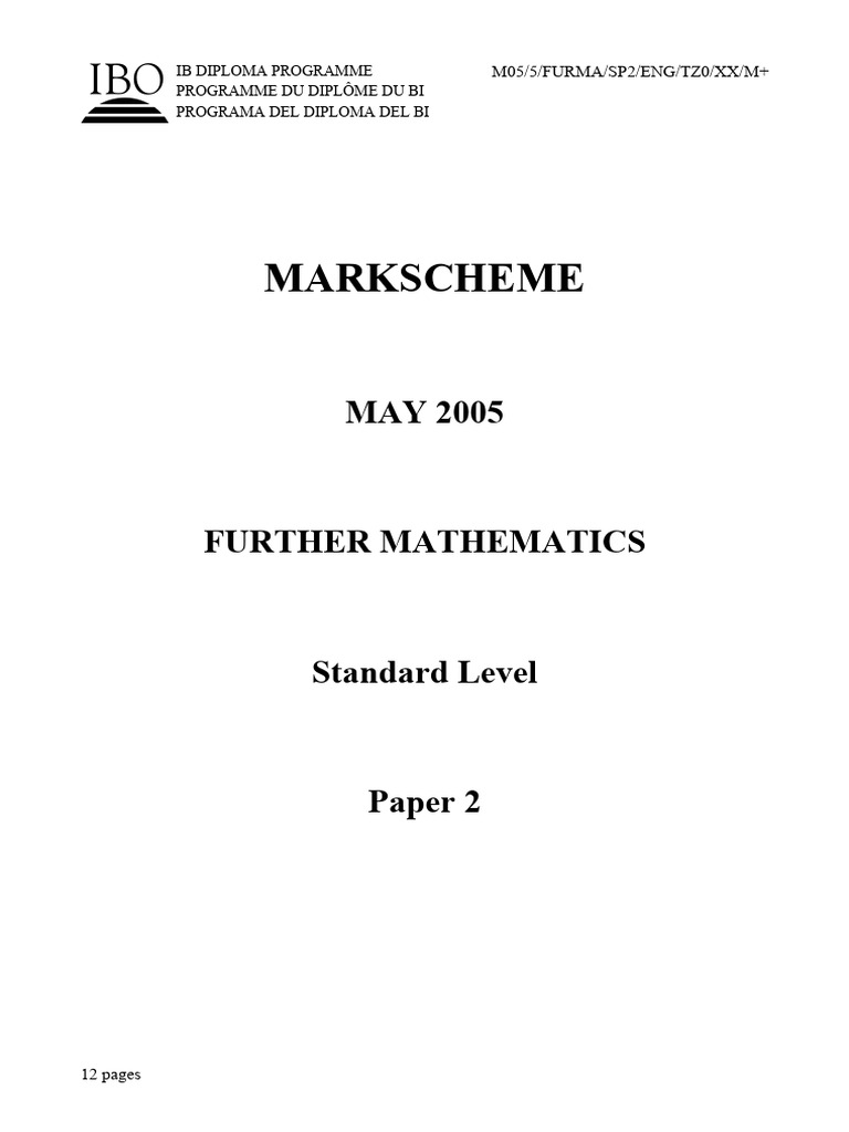 IB Further Mathematics Markscheme 2005 | PDF | Vertex (Graph Theory ...