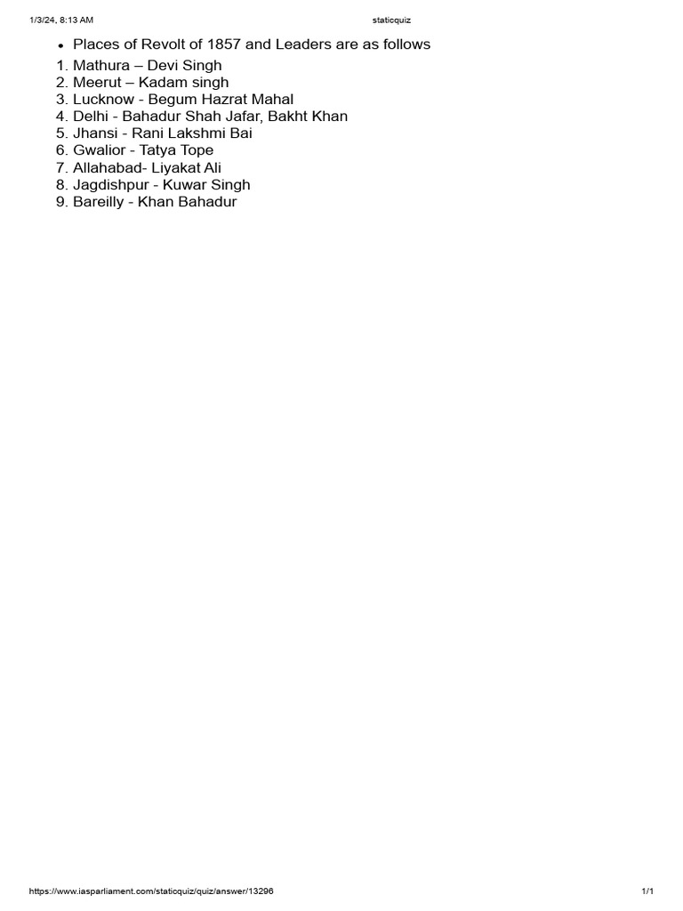 1857 Sepoy Mutiny | PDF