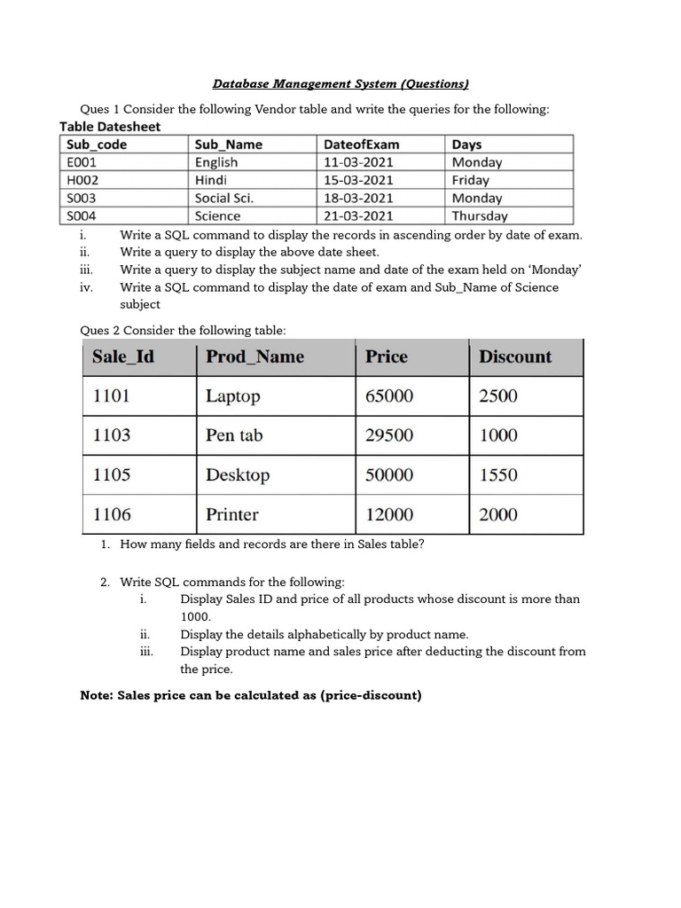 Database Management System (QuestionsK | PDF