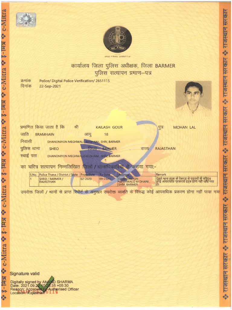 Police Verification | PDF