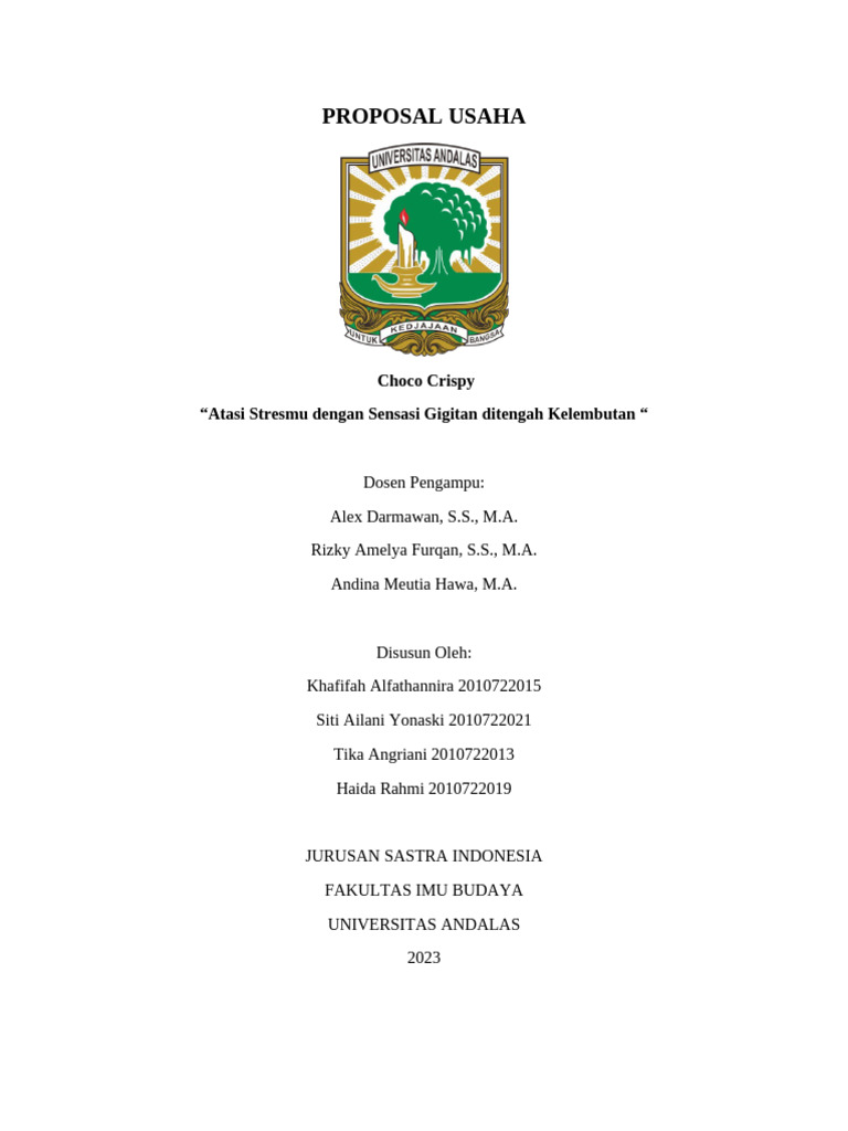 Proposal Usaha Choco Crispy Kuliner | PDF