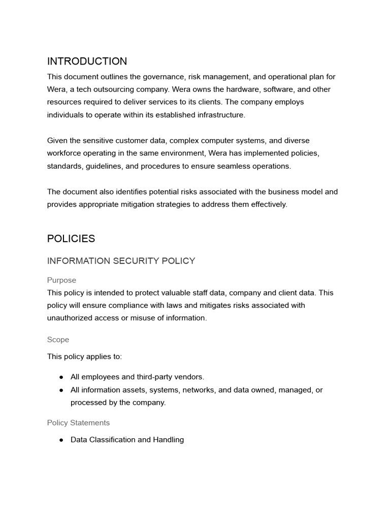 Governance and Risk Management Plan | PDF | Computer Security | Security