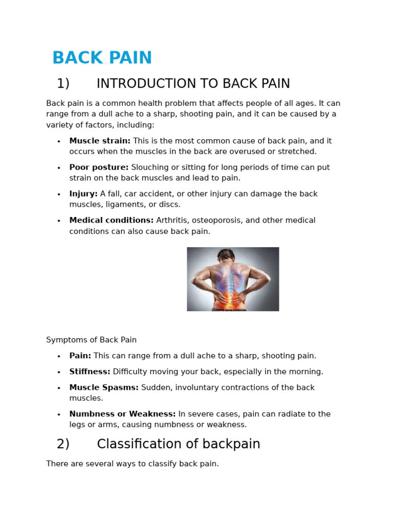 BACK PAIN Physical Fitness Group Assignment 1 | PDF | Back Pain | Low ...