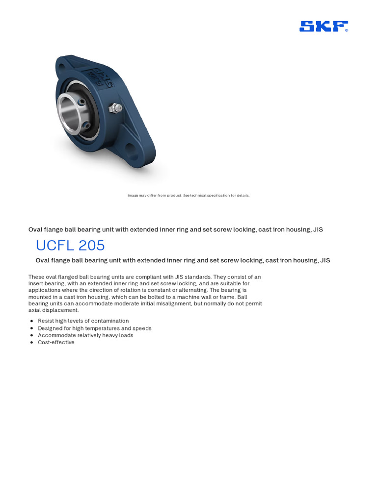 UCFL 205 - Ball Bearing Units - SKF | PDF | Bearing (Mechanical) | Screw