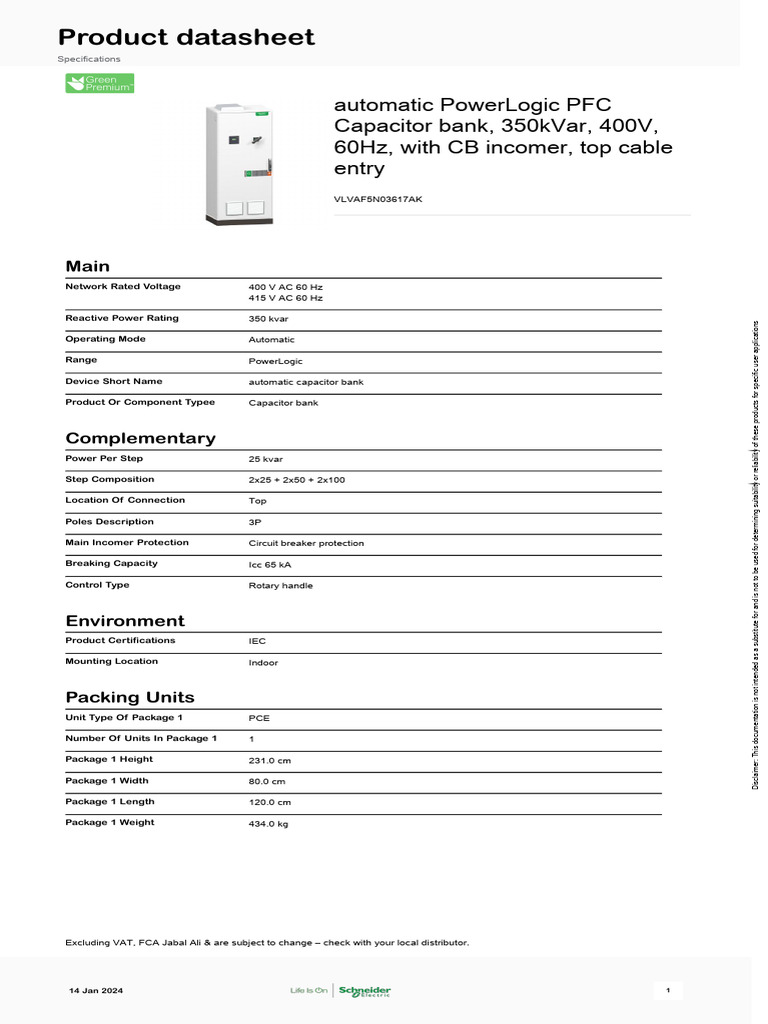 Schneider Electric - PowerLogic-PFC-Capacitor-Banks-IEC - VLVAF5N03617AK | PDF | Electrical ...