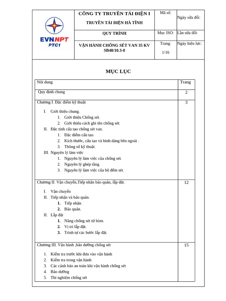 Quy Trinh CSV 35kv | PDF