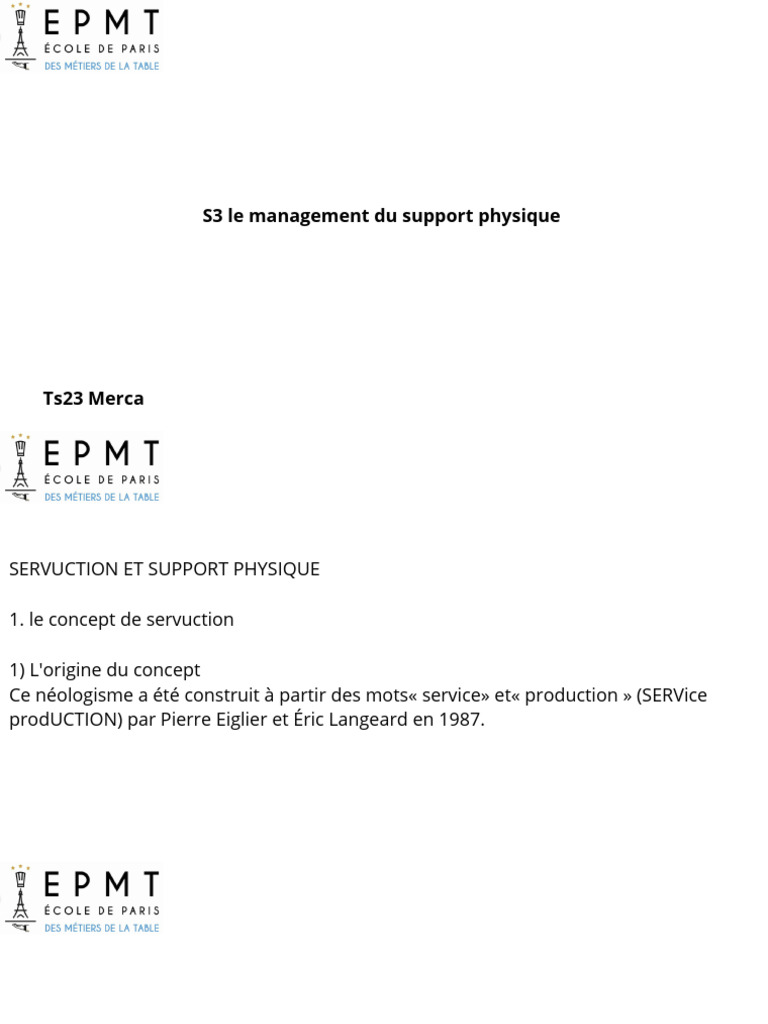 Servuction et support physique en hôtellerie | PDF | Physique | la ...